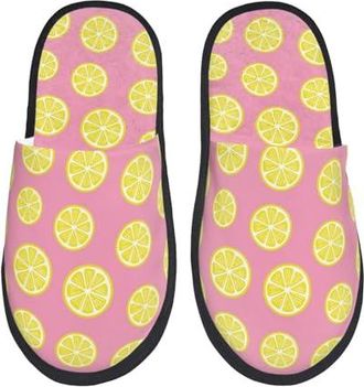 Generic Pantoufle Maison Citron Rose Chaussons Maison Antid&eacute;rapantes Chaudes Pantoufles Unique Hiver Chaussures Chaudes Pour Camping Chambre Maison M