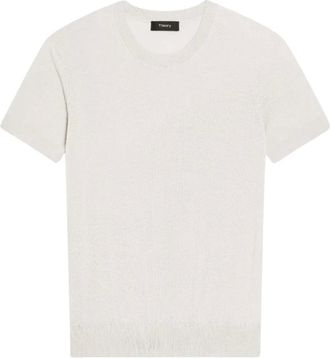 Theory Femme, Pulls, Blanc, Taille: 40 FR Pull en Laine &agrave; Manches Courtes Ivoire