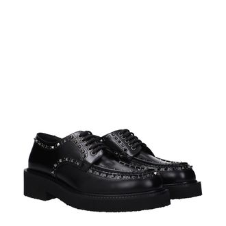 Valentino Garavani Mens Black Leather Oxfords And Derbies Shoe