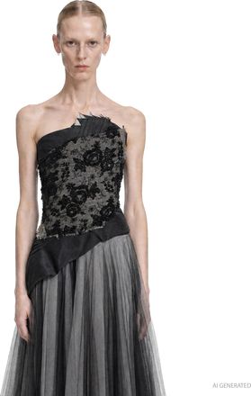 Marc Le Bihan Beaded Brocade Corset Top