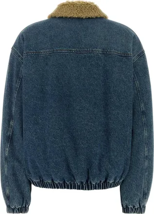 Miu Miu Womens Denim Bomber Jacket Bleu Giubbini