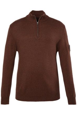 JP1880 Rundhalspullover Strick-Troyer Kragen mit Zipper &Auml;rmelbadge