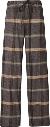 Alysi Pantalon Maxi Carreaux Large - Femme - Pantalons - Brun - Taille: 38 FR