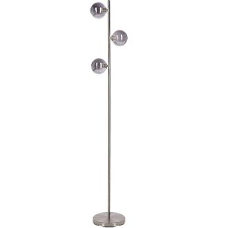 Beliani Lampadaire Design Moderne avec 3 Lumi&egrave;res en Acier et Verre Argent&eacute; Ramis