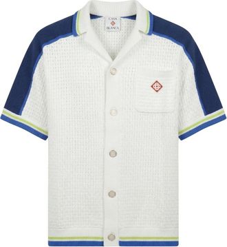 Casablanca Homme, Chemises, Blanc, Taille: S Chemise &agrave; Manches Courtes en Crochet
