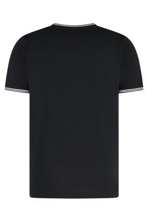 HUGO BOSS Mens Stretch Cotton T-Shirt With Ribbed Edges Black Elastane T-Shirts And Polos