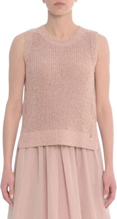 Herno Pull sans manches &agrave; paillettes - Femme - Pulls - Rose - Taille: 42 FR