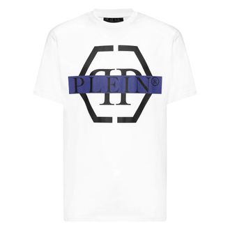 Philipp Plein Rundhals-T-Shirt PP Tape - - Tops - Herren - Wei&szlig; - 3XL