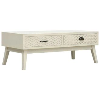 vidaXL Vidaxl - Table basse avec 2 tiroirs Gris sculpt&eacute; 110x50x40 cm Bois