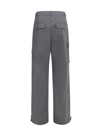 Ganni Stretch Cotton Cargo Pants - Gray