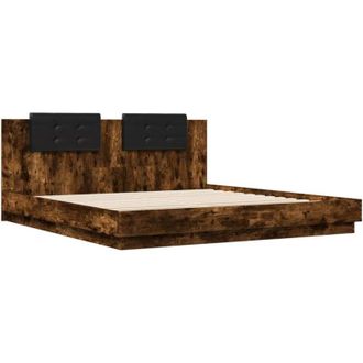 vidaXL Cadre de lit avec LED sans matelas chêne fumé 160x200 cm vidaXL
