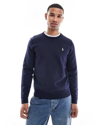 Polo Ralph Lauren Doppelstrick-Sweatshirt in Marineblau mit Markenlogo