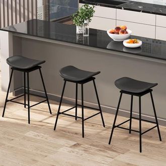 Giantex Lot de 2 tabourets de bar, pivotants &agrave; 360 &deg;, rembourr&eacute;s en cuir synth&eacute;tique, avec repose-pieds, hauteur dassise 71,5 cm, pour cuisine, salle &agrave; manger