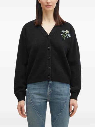Kenzo cardigan à fleurs brodées - Noir