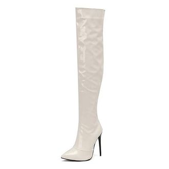 Generic Bottes au-dessus du genou avec fermeture &eacute;clair lat&eacute;rale pour femme, haute &eacute;lasticit&eacute;, &agrave; enfiler, escarpins, chaussures de danse en bo&icirc;te de nuit, bla