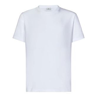 Etro Homme, Tops, Blanc, Taille: 2XL T-shirt en jersey de coton blanc avec logo Pegaso