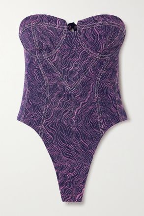 Tolu Coker Body Bustier En Jean Jacquard - The Vanguard - Violet