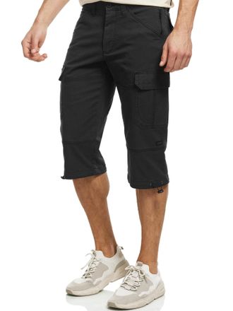Indicode Herren INStevie 3/4 Cargo-Shorts mit 6 Taschen | Herrenshorts aus Baumwolle Black, M