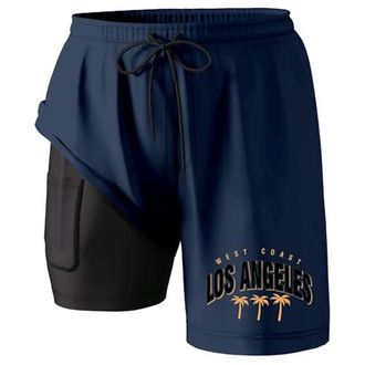 Generic Maillot de bain pour homme avec doublure de compression, couture int&eacute;rieure, short de bain, maillot de bain avec poches, Marine, 5XL