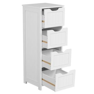 Yaheetech Yaheetech - Colonne de salle de bain 30x30x82 cm - 4 tiroirs en MDF blanc - Rangement optimis&eacute; pour espaces restreints - Design moderne