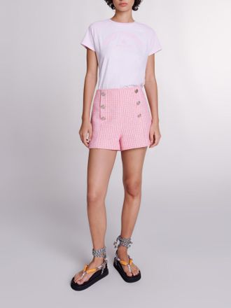 Maje Short En Tweed - Orange - Taille 40 - Maje
