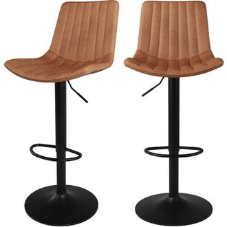 Rendez-Vous D&eacute;co Rendez-vous D&eacute;co - Lot de 2 chaises de bar r&eacute;glables 62,5/83 cm camel en cuir synth&eacute;tique - killi