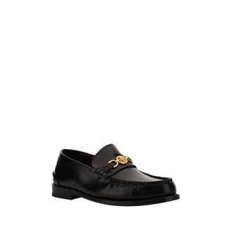Versace Mens Black Calf Leather Bos Taurus Slip-On Loafers