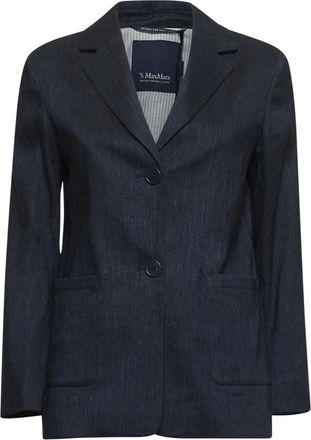 Max Mara Femme, Vestes, Bleu, Taille: 38 FR Veste en jean bleu &agrave; col tailleur
