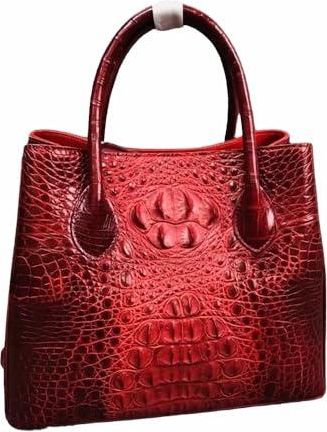 Generic Sac cabas pour femme en cuir dalligator authentique, sac &agrave; main f&eacute;minin &agrave; trois compartiments vert, sac bandouli&egrave;re simple en cuir de crocodile v&eacute;rita