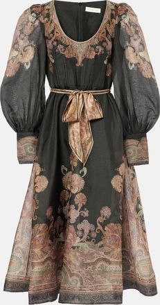 Zimmermann Midikleid Illustration aus Leinen und Seide