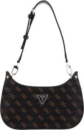 Guess Meridian Mini Top Zip Shoulder Bag Brown Logo