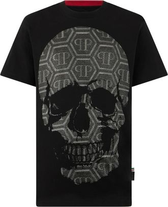 Philipp Plein T-Shirt Rundhalsausschnitt Ss Skull - - Tops - Herren - Schwarzk - 5XL