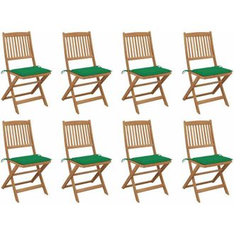 vidaXL Klappbare Gartenst&uuml;hle mit Kissen 8 Stk. Massivholz Akazie vidaXL492117