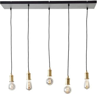 Brilliant Lampe brillante Darcia suspension 5 ampoules m&eacute;tal noir/bois noir 5x A60, E27, 60 w