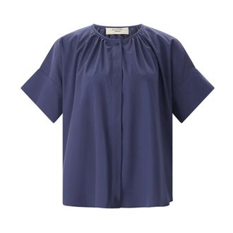 Max Mara Femme, Blouses et Chemises, Bleu, Taille: 44 FR Blouse Imprim&eacute;e en Popeline de Coton