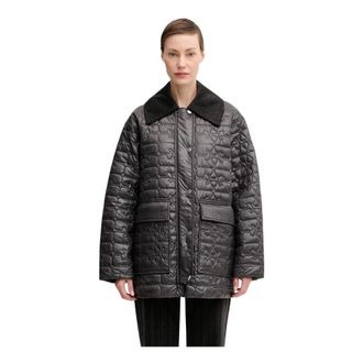 Ganni Gl&auml;nzende Stepp-Midijacke - - Jackets - Damen - Grau - S/M