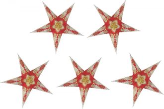 Guru Shop 5 STK. Papier Ministern Für Lichterkette, 20 cm, Faltbar, 5er Set - Design 60