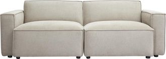 Miliboo Modulares Sofa, 3-Sitzer, Stoff, Samt-Effekt, strukturiert, Beige, Split