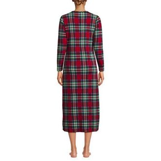 Lands End Wadenlanges Langarm-Nachthemd aus reiner Baumwolle, Damen, Gr&ouml;&szlig;e:36-38 regular, Rot, Baumwolle, by Lands End