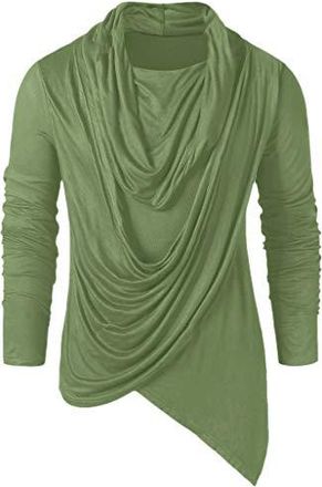 Generic Hauts Steampunk Hommes Col tas Solide, Top Medievale Ourlet Asym&eacute;trique-Chemise Homme Manches Longues Hiver Vintage Chic Blouse pour Gothique Renaissa