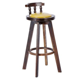 Generic Vintage-Barhocker, gepolsterte Sitzfl&auml;che mit R&uuml;ckenlehne aus PU-Leder, hohe St&uuml;hle f&uuml;r K&uuml;cheninsel, Kneipe, Bistro und Restaurant, Beine aus Massivho