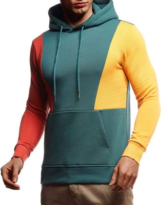 LEIF NELSON Herren Hoodie Pullover mit Kapuze Kapuzenpullover f&uuml;r M&auml;nner Pulli Longsleeve Sweatshirt Langarm Slim Fit LN8348; Gr&ouml;&szlig;e XXL, Olive