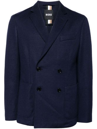 BOSS manteau &agrave; boutonni&egrave;re crois&eacute;e - Bleu
