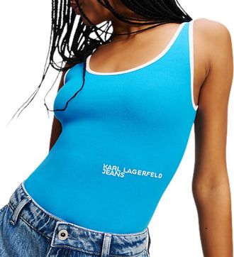 Karl Lagerfeld Damen KLJ Ribbed Body Vest, Blithe, XL