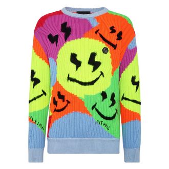 Philipp Plein Homme, Pulls, Multicolore, Taille: 2XL Pull Ras du Cou Smile
