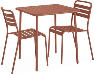 Sweeek Gartentisch mit 2 St&uuml;hlen aus Stahl