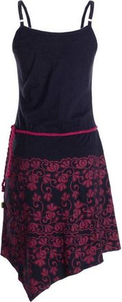 vishes Sommerkleid Asymmetrisches Kleid Bedruckt Geflochtener G&uuml;rtel Baumwolle Alternative Mode, Boho, Hippie, Ethno, Festival