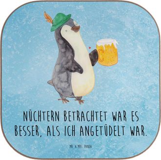 Mr. & Mrs. Panda Tischuntersetzer Pinguin Bier - Geschenk, Coaster, Tischschoner, Tassenuntersetzer, Oktoberfest, Beschwippst, Pinguine, gläseruntersetzer, Untersetzer