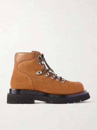 Bottega Veneta Bottines En Daim &Agrave; Lacets Et &Agrave; Finitions En Cuir - Marron