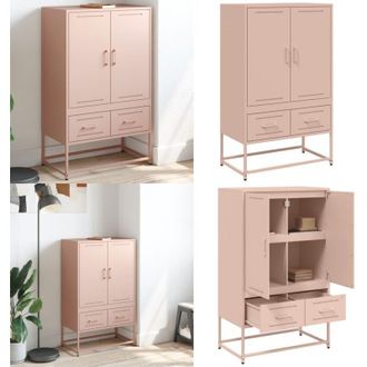 vidaXL Highboard Rosa 68x39x111,5 cm Kaltgewalzter Stahl - Sideboard - Hochschrank - Wohnzimmerm&ouml;bel - Rosa M&ouml;bel - Metallregal - Home & Living